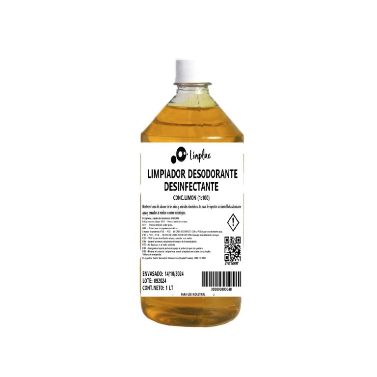 LIMPIADOR DESODORANTE DESINFECTANTE ( 3 EN 1 ) CONC. LIMON ( RINDE 100 LTS ) – LIMPLUX ...